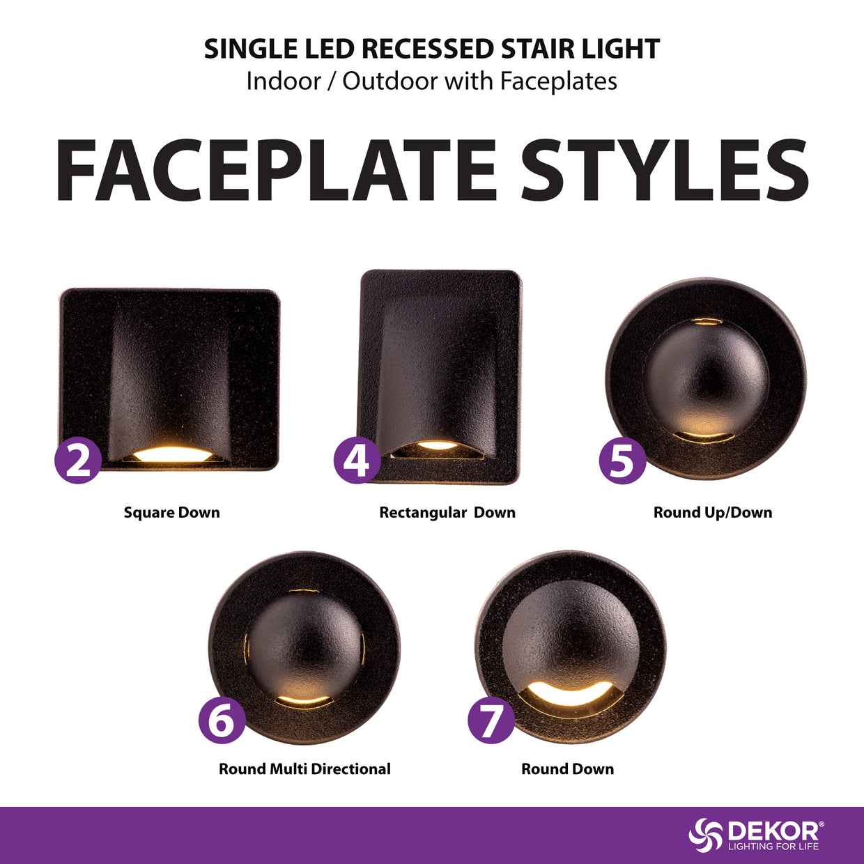 Recessed Stair Light with Faceplate - Indoor / Outdoor | DEKOR® Lighting